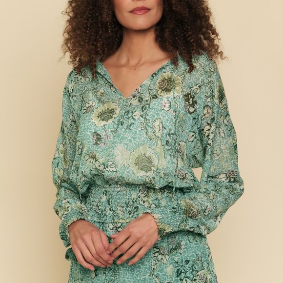 Mystree | Tops | Nwt Mystree Smocked Bottom Peasant Chiffon Blouse In ...